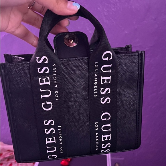 Guess | Bags | Guess Black Handbag With Logo Straps | Poshmark